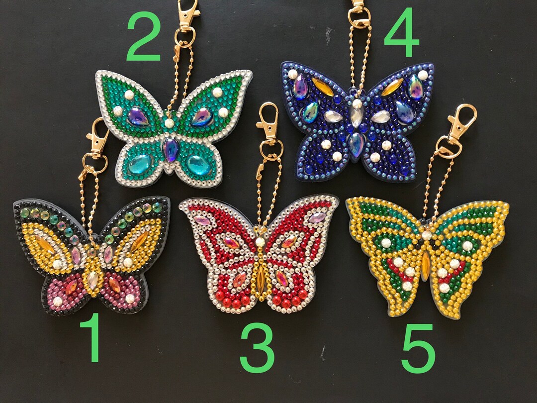 Rhinestone Butterfly Key Chains - Etsy