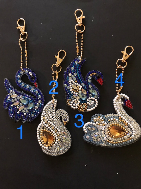 Rhinestone Swan Key Chains - Etsy