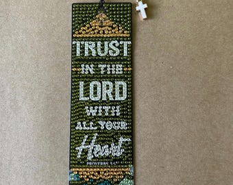 Diamond Art Bookmark: Religious Cross & Floral Design - Etsy