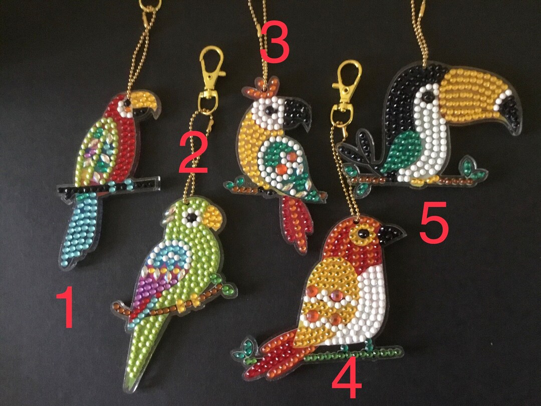 Rhinestone Bird Key Chains - Etsy