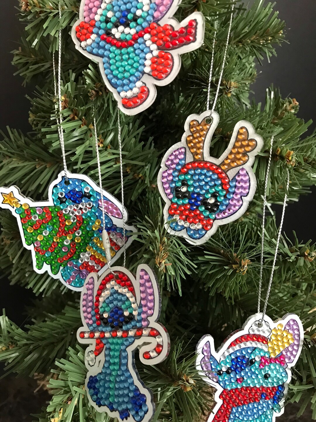 Set of Diamond Art Rhinestone Stitch Ornaments - Etsy