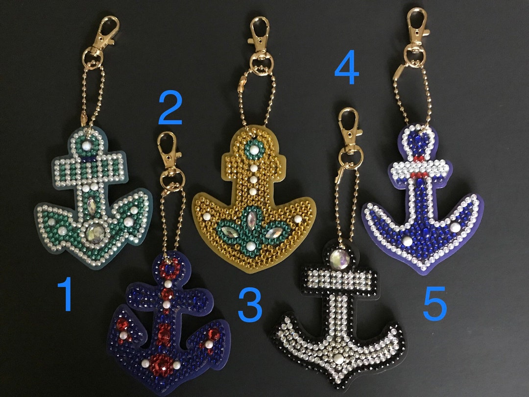 Rhinestone Anchor Key Chains - Etsy