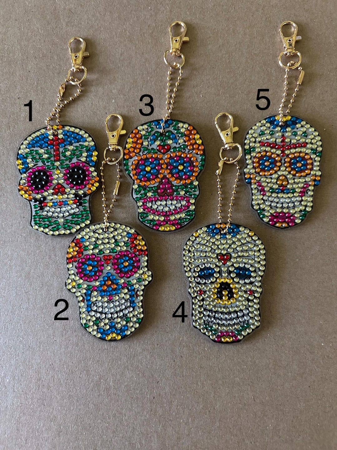 Rhinestone Sugar Skull Key Chains (set 2) - Etsy