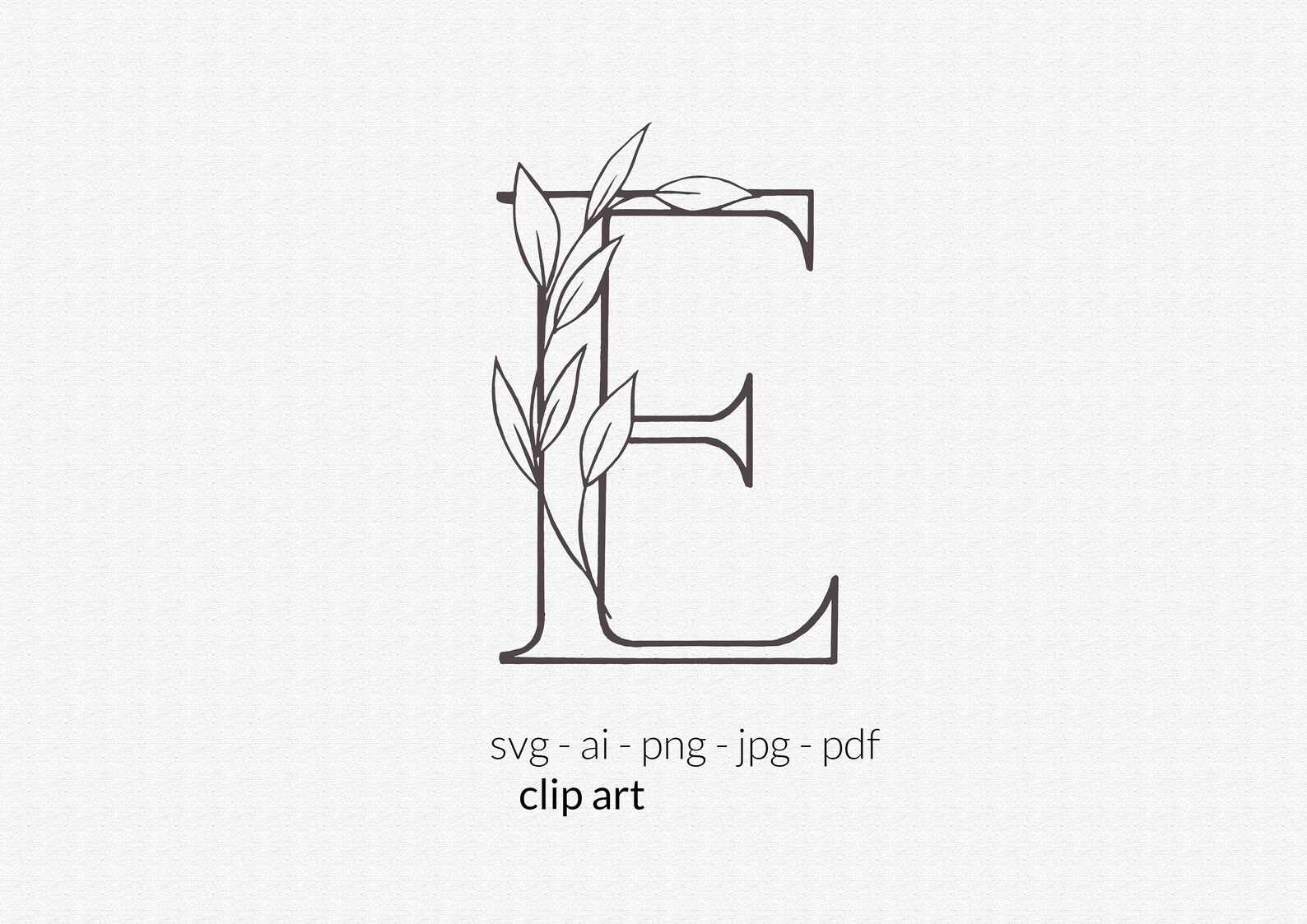 Floral letter E initial clipart drawing svg ai png jpg pdf | Etsy