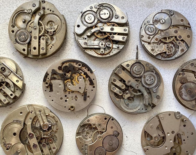 Set of 10 Vintage Pocket Watch Movements Antique Pocket Watch Movements ...