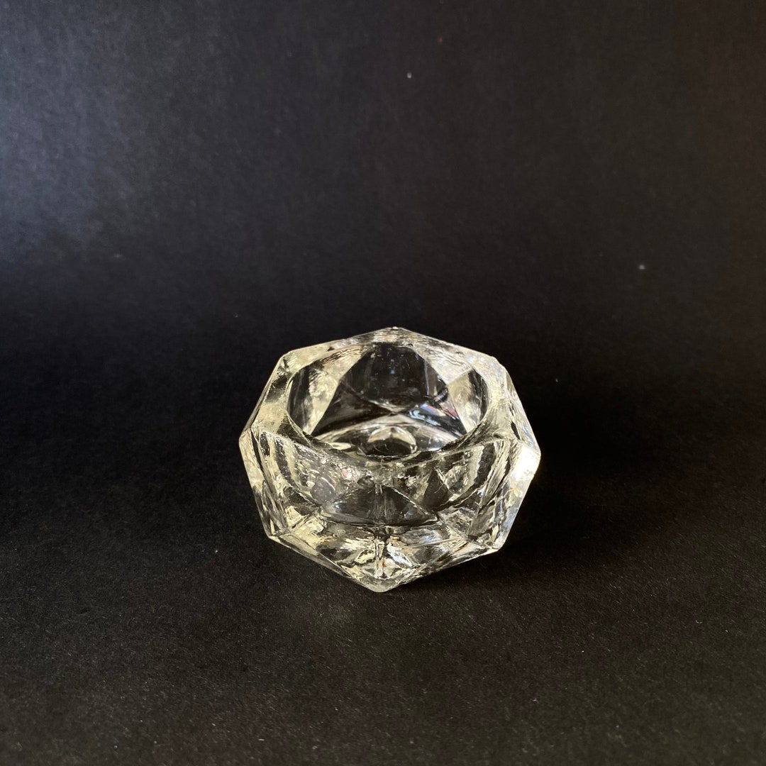 Vintage Glass Salt Cellar: Hexagonal Spice Bowl, Tableware - Etsy