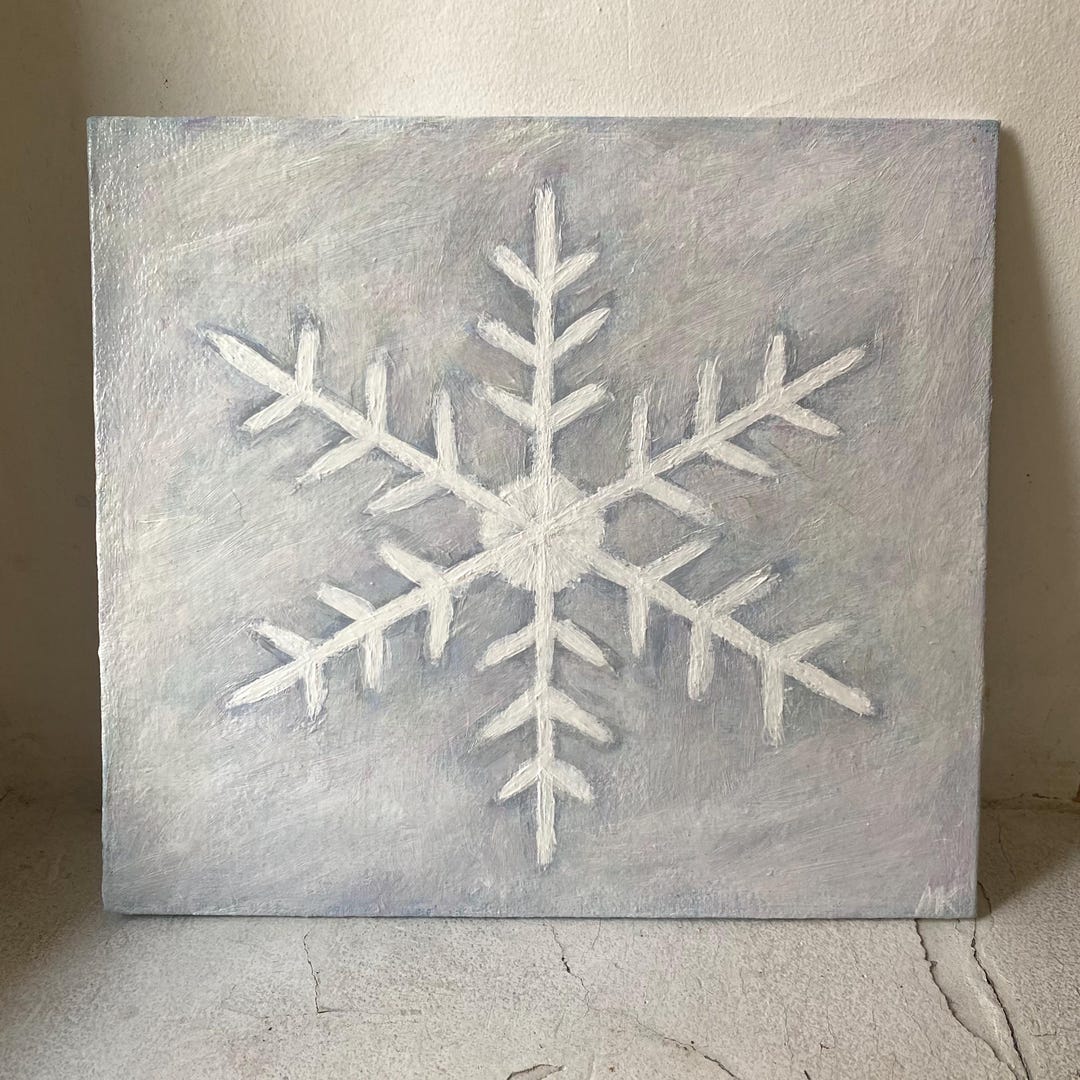 Original Snowflake Acrylic Painting: Winter Wall Art, 8x7" - Etsy