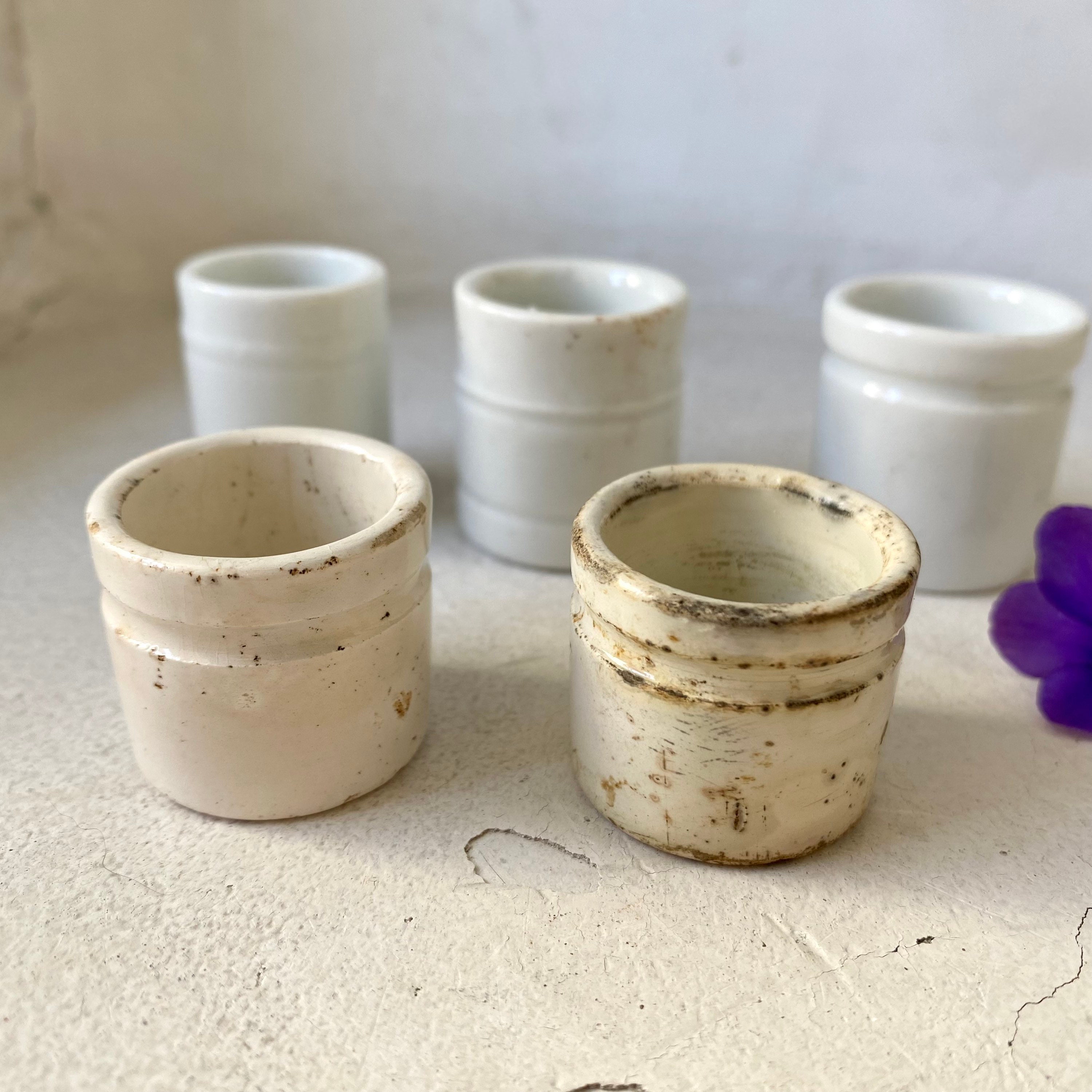 Vintage Tiny Apothecary Jars Vintage White Porcelain Jars Vintage White ...