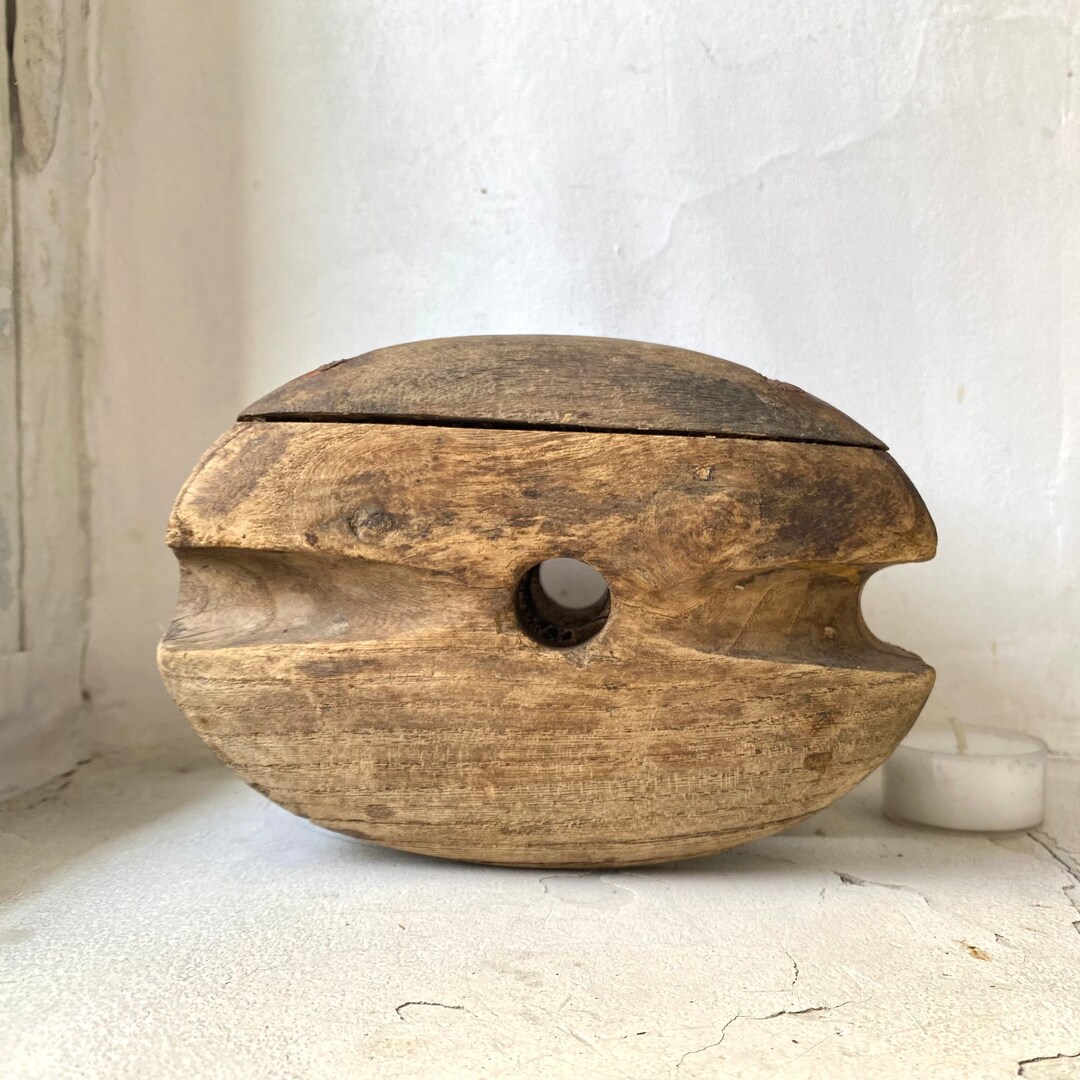 Vintage Wooden Pulley Block Antique Pulley Block Vintage Dual Pulley ...