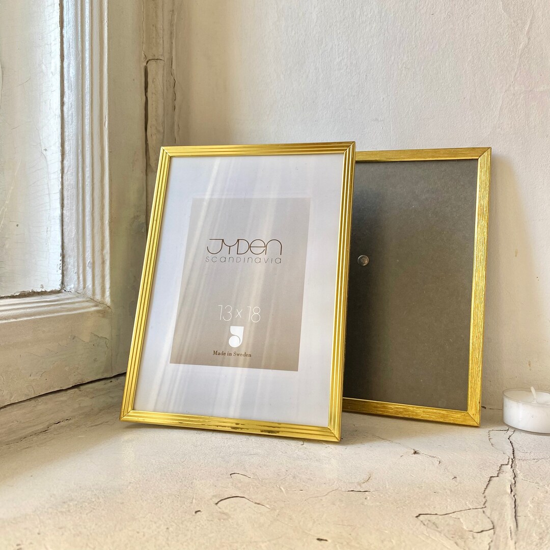Vintage Golden Metal Picture Frames - Swedish Jyden, Pair - Etsy