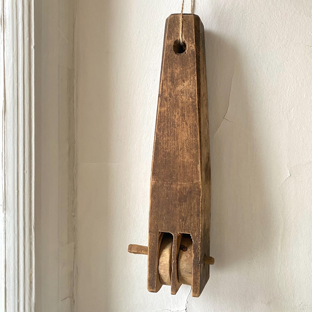 Antique Wooden Pulley Antique Weaving Loom Pulley Primitive Wooden ...
