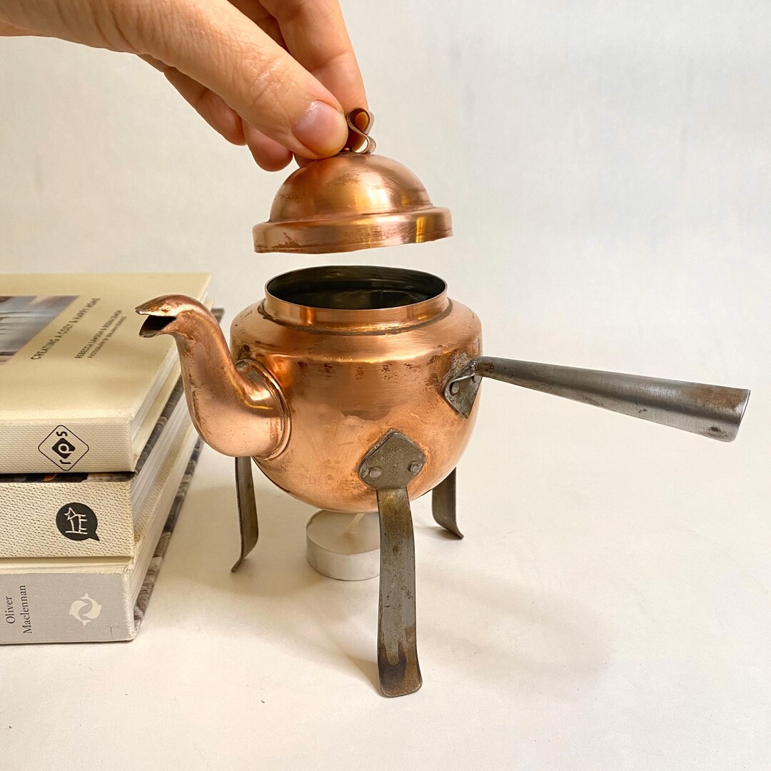 Small Vintage Copper Teapot 0.3 Litre Small Footed Coffee Pot Footed ...