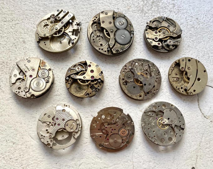 Set of 10 Small Vintage Watch Movements Antique Pocket Watch Movements ...