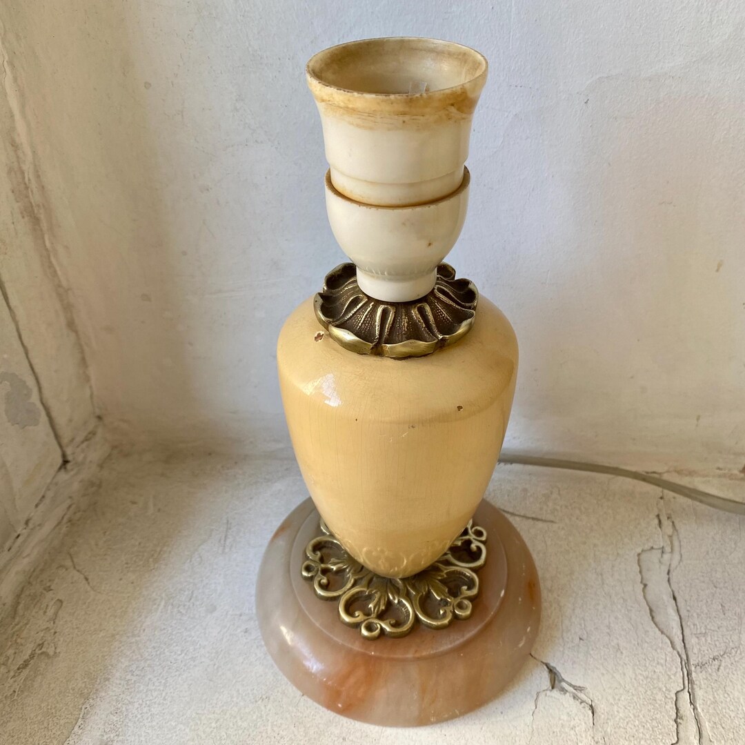 Vintage Lamp Base Vintage Brass Lamp Base Vintage Lamp Parts Wood and ...