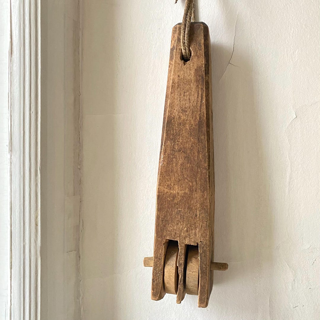 Antique Wooden Pulley Antique Weaving Loom Pulley Primitive Wooden ...