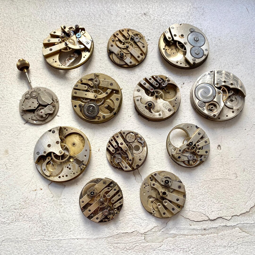 Set of 12 Vintage Pocket Watch Movements Antique Pocket Watch Movements ...