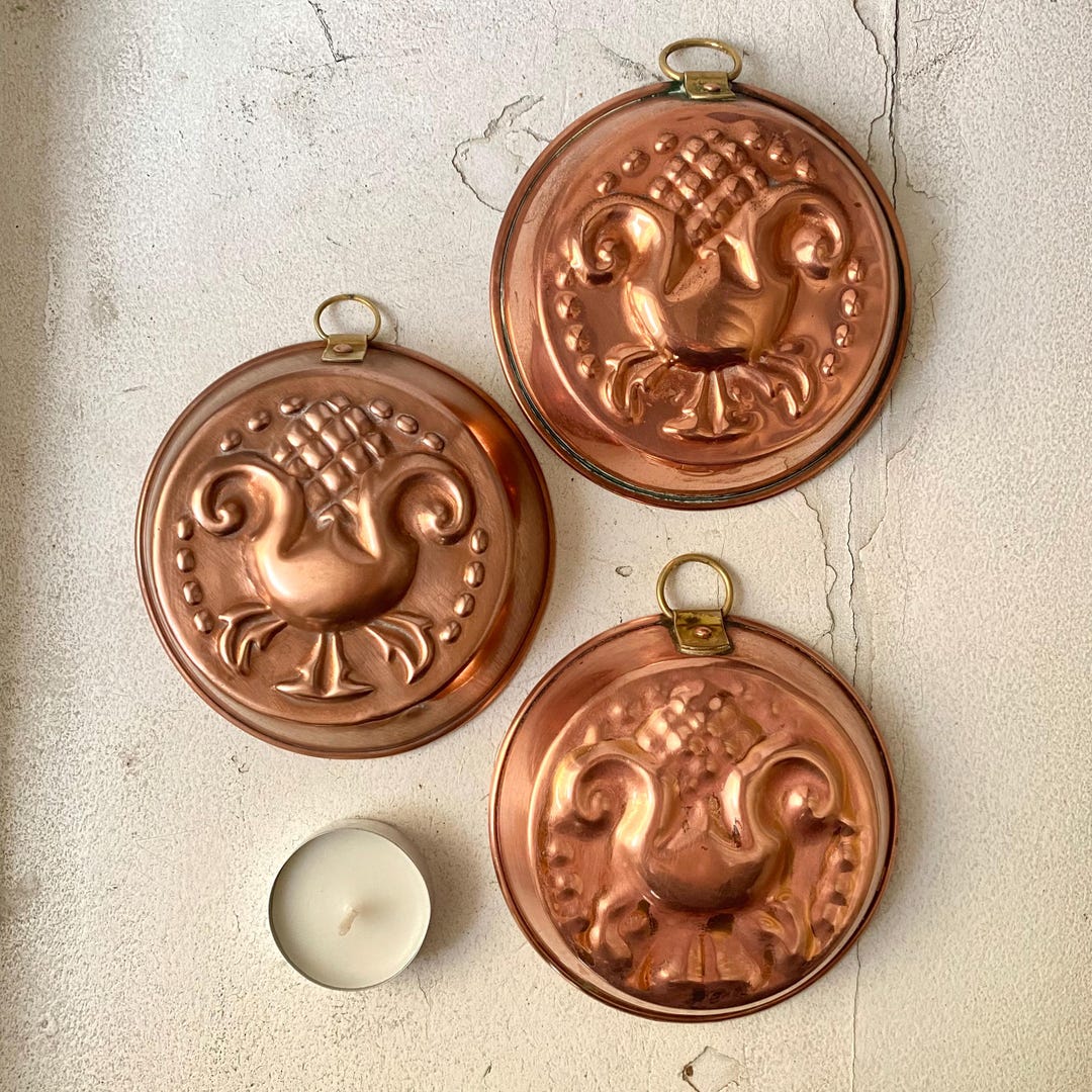 Set of 3 Vintage Copper Cake Molds Decorative Cake Molds With Crab ...