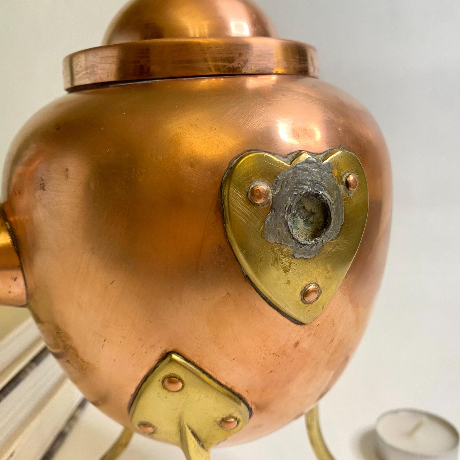 Vintage Copper Coffee Pot: 1 Liter Footed Teapot, Farmhouse Kitchen ...