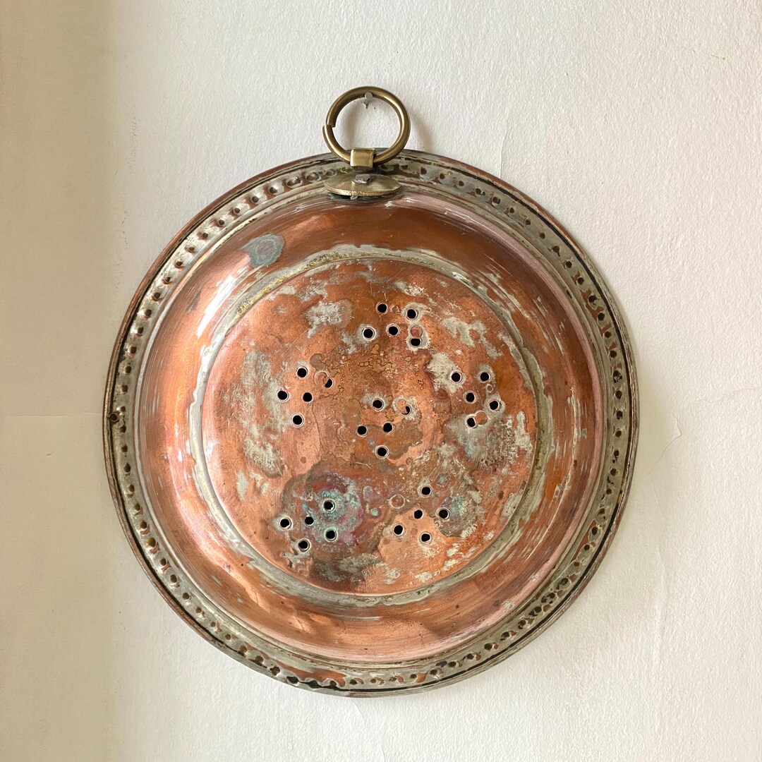Antique Copper Colander Vintage Copper Sieve Vintage Copper Plated ...