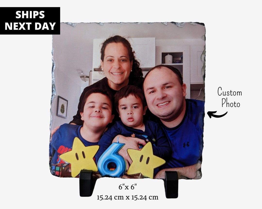 Personalized Square Photo Slate, Custom Photo on Rock, Photo Rock Slate ...