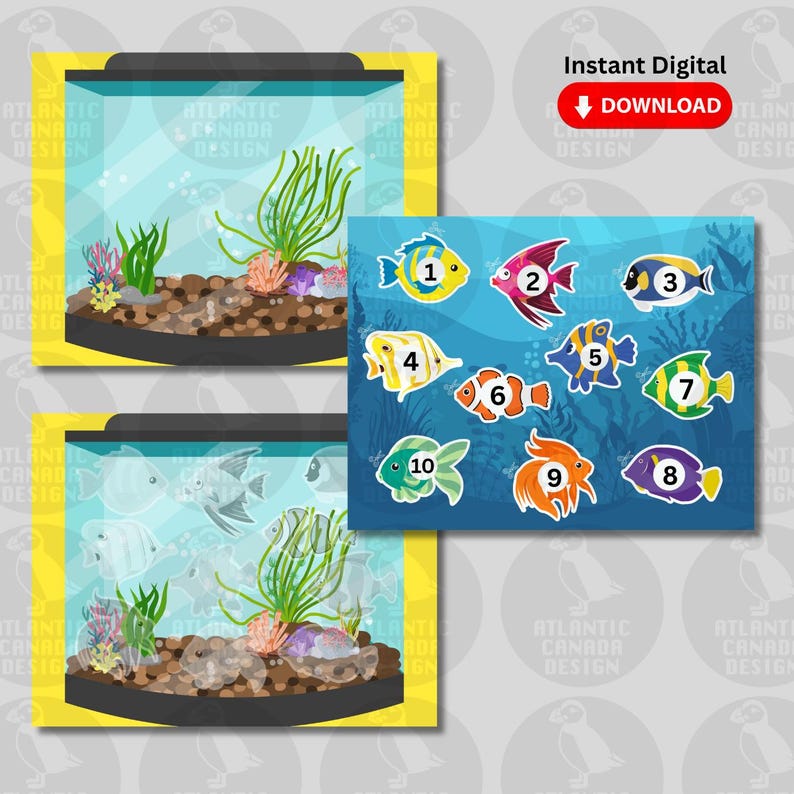 Fish Tank Counting Activity, Printable Game (digital Download) - Etsy