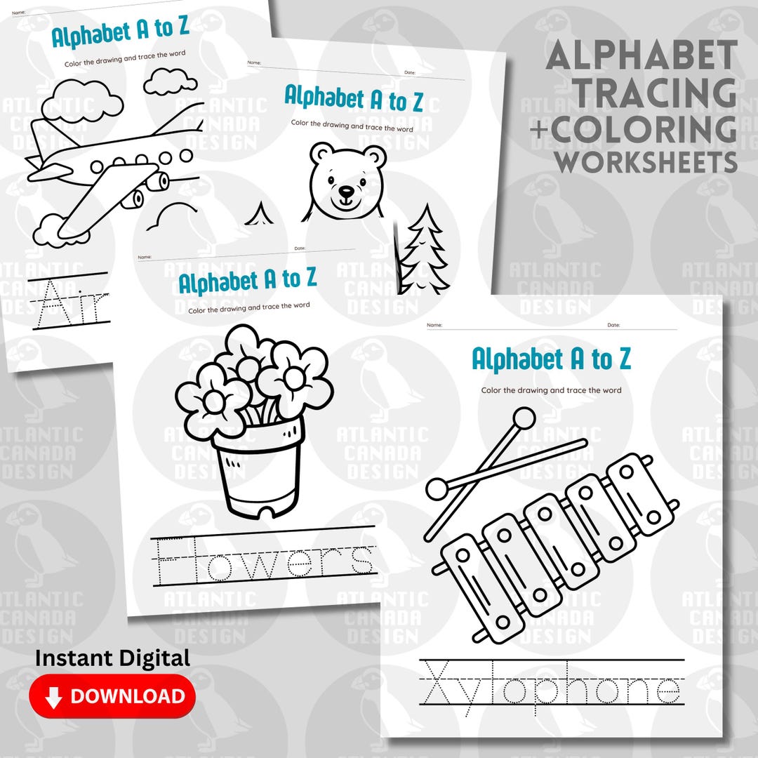 Alphabet Tracing Worksheets, ABC Printables (PDF Download) - Etsy