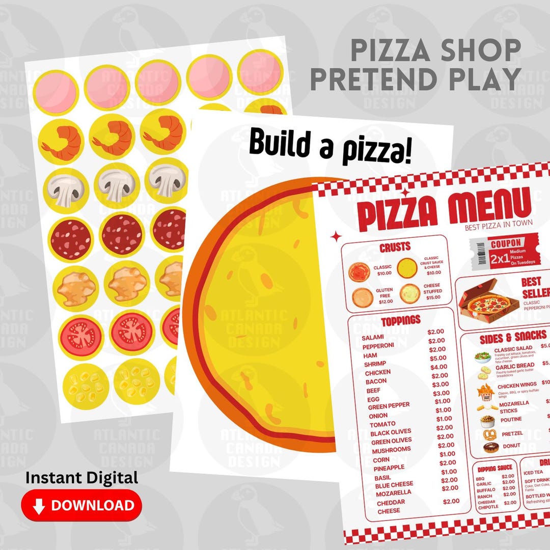 Pizza Shop Pretend Play Digital Design, Dramatic Play Pizza Shop, Pizza ...