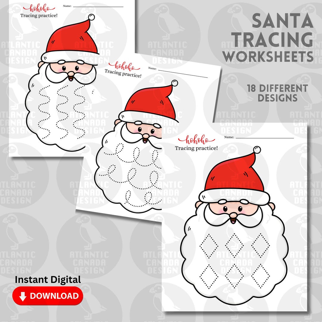 Santa Tracing Activity, Christmas Worksheets for Kids (PDF) - Etsy
