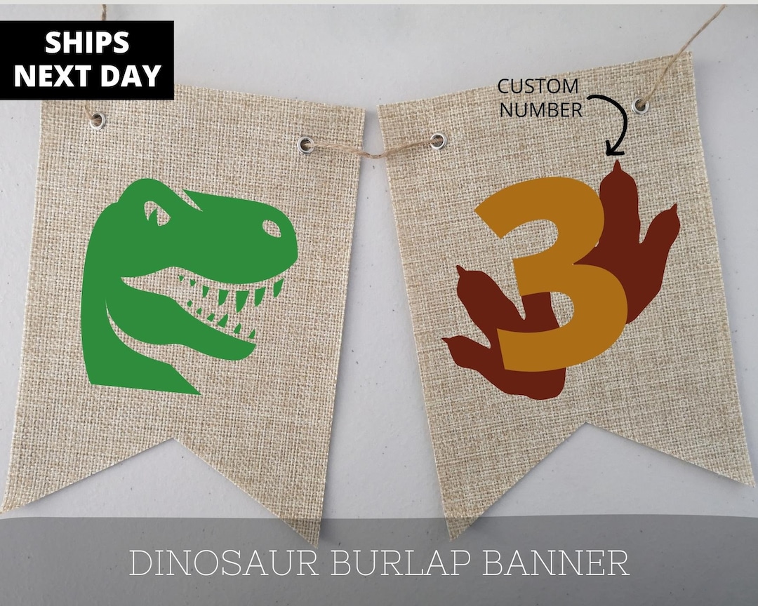 Dinosaur Burlap Banner, Dinosaur Party Garland, Dinosaur Banner, Burlap ...