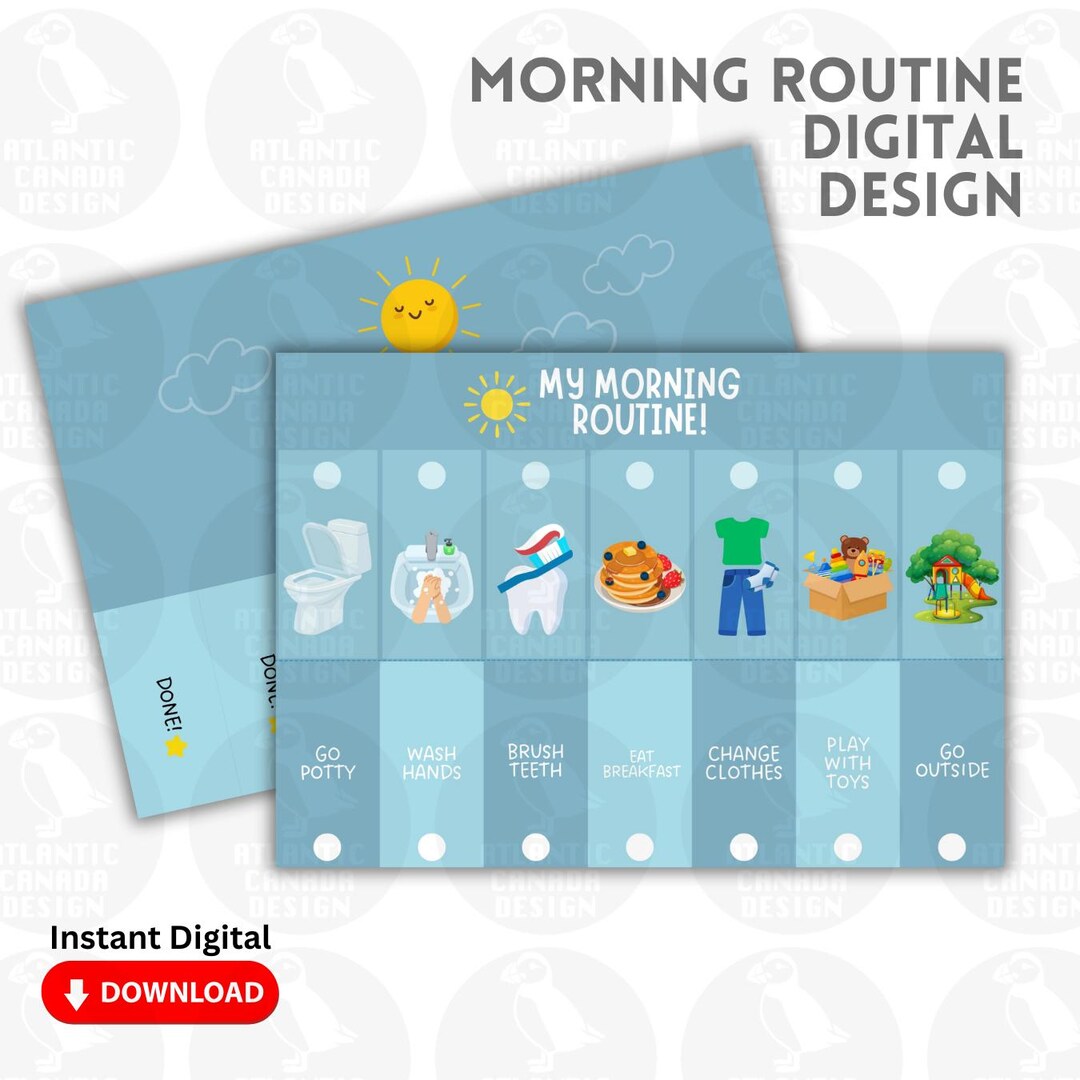 Kids Morning Routine Chart, Printable Visual Schedule - Etsy