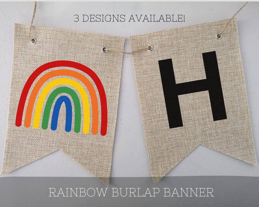 Rainbow Burlap Party Banner, Rainbow Theme Decor - Etsy