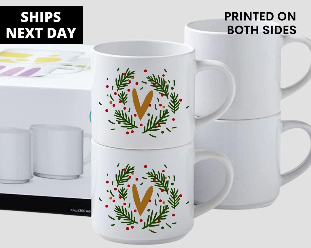 Christmas Stackable Ceramic Mugs, 4 Pack Mugs, Coffee Mugs, Hot ...