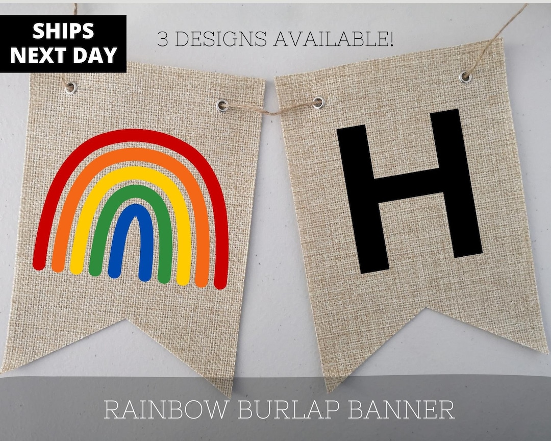 Rainbow Burlap Banner, Rainbow Party Garland, Rainbow Banner, Burlap ...