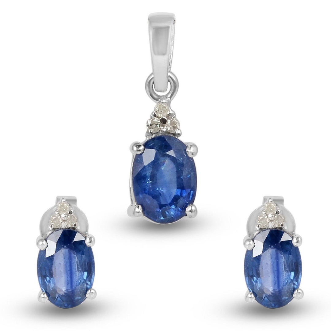 Natural Sapphire Jewelry Set diamond Jewelry Set 925 - Etsy