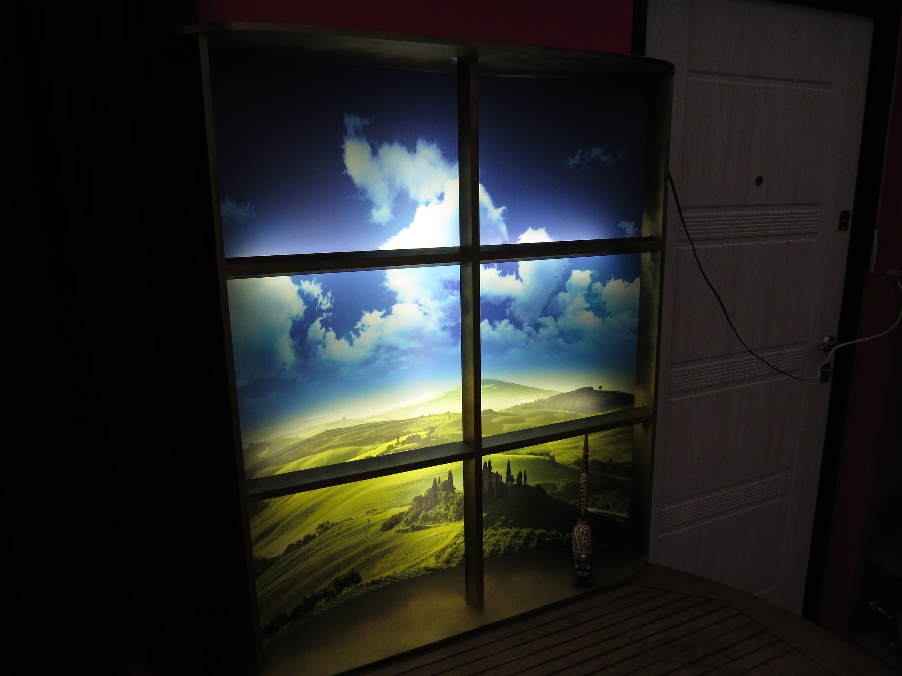 False window with illumination Wall decor Imitation of | Etsy