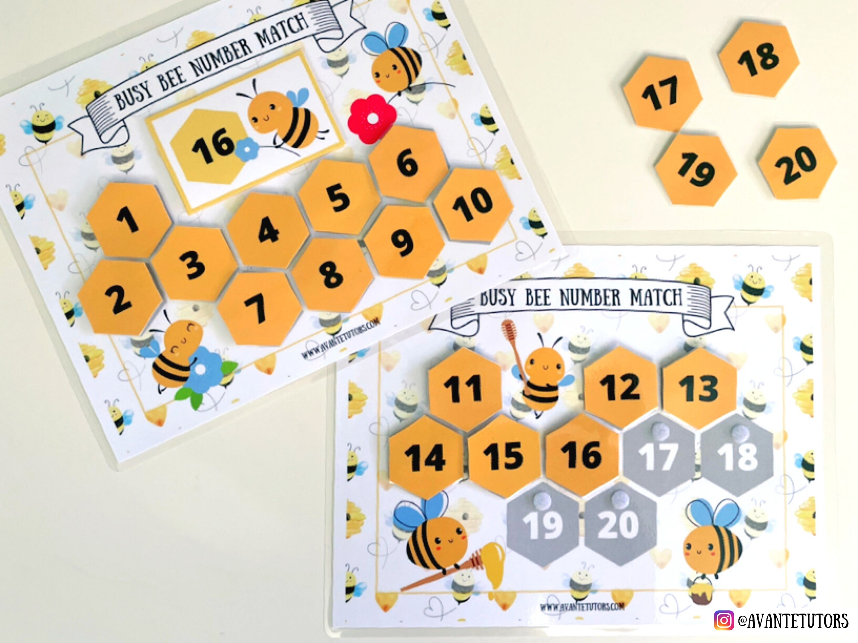 Counting Practice From 1 to 20 for Toddlers Busy Bee Number - Etsy