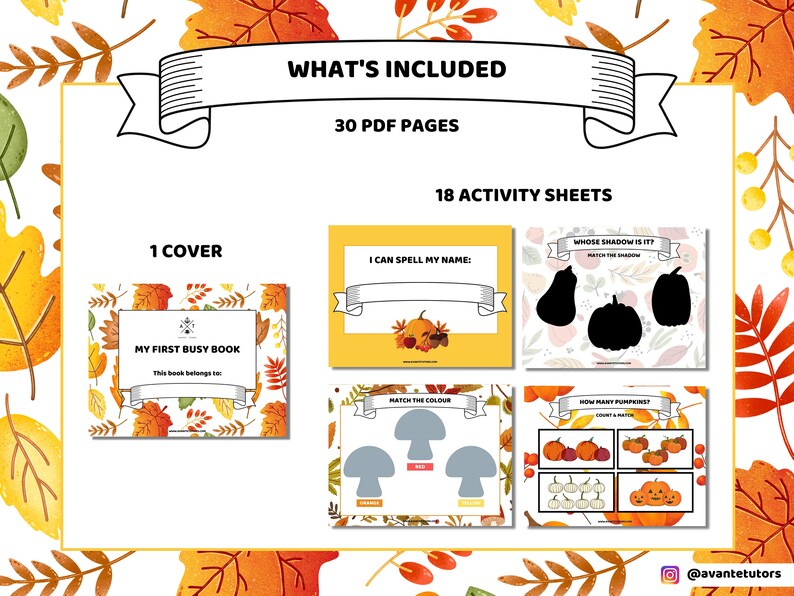 Fall Busy Book Printable Autumn Activity for Toddlers - Etsy
