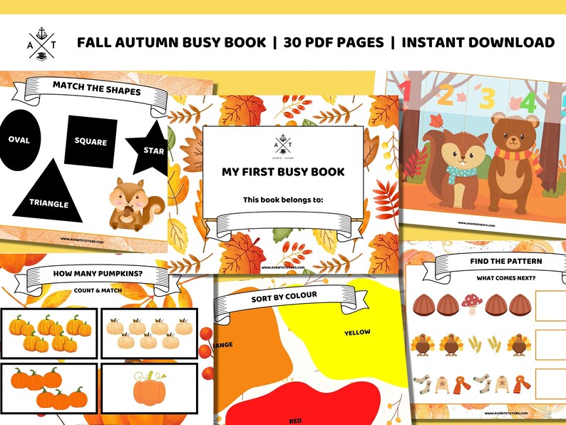 Fall Busy Book Printable Autumn Activity for Toddlers - Etsy