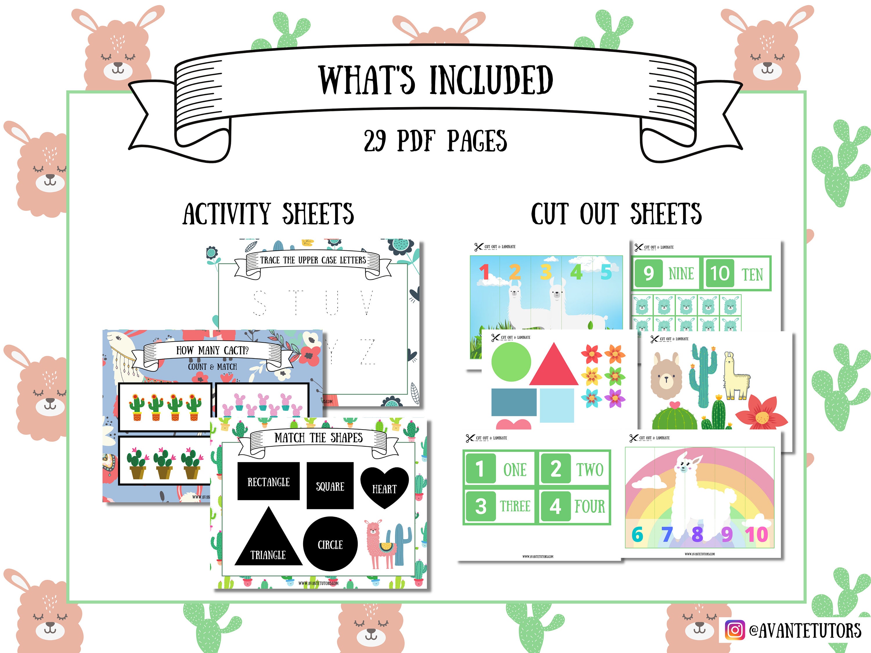 Toddler Busy Book Printable With Llamas & Cacti Number | Etsy