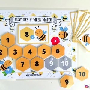 Counting Practice From 1 to 20 for Toddlers, Busy Bee Number Match ...