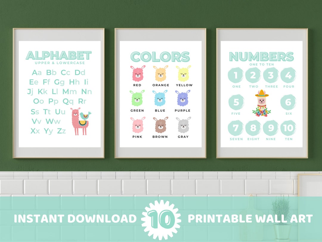 Llamas Learning Posters (set of 10) Educational Printables for ...