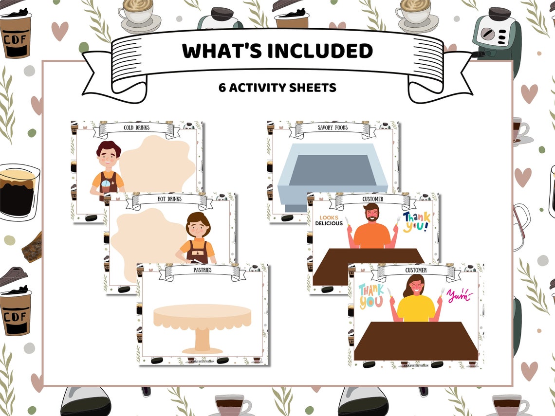 Coffee Shop Pretend Play Printable for Kids, Dramatic Play Cafe - Etsy