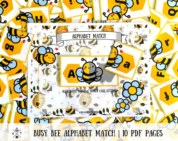 Alphabet Matching, Uppercase & Lowercase, Letter Match Printable, Bee ...