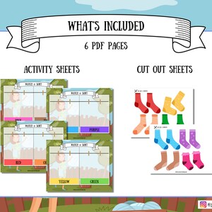 Color Matching Busy Book Page, Sock Sorting Activity, Preschool ...