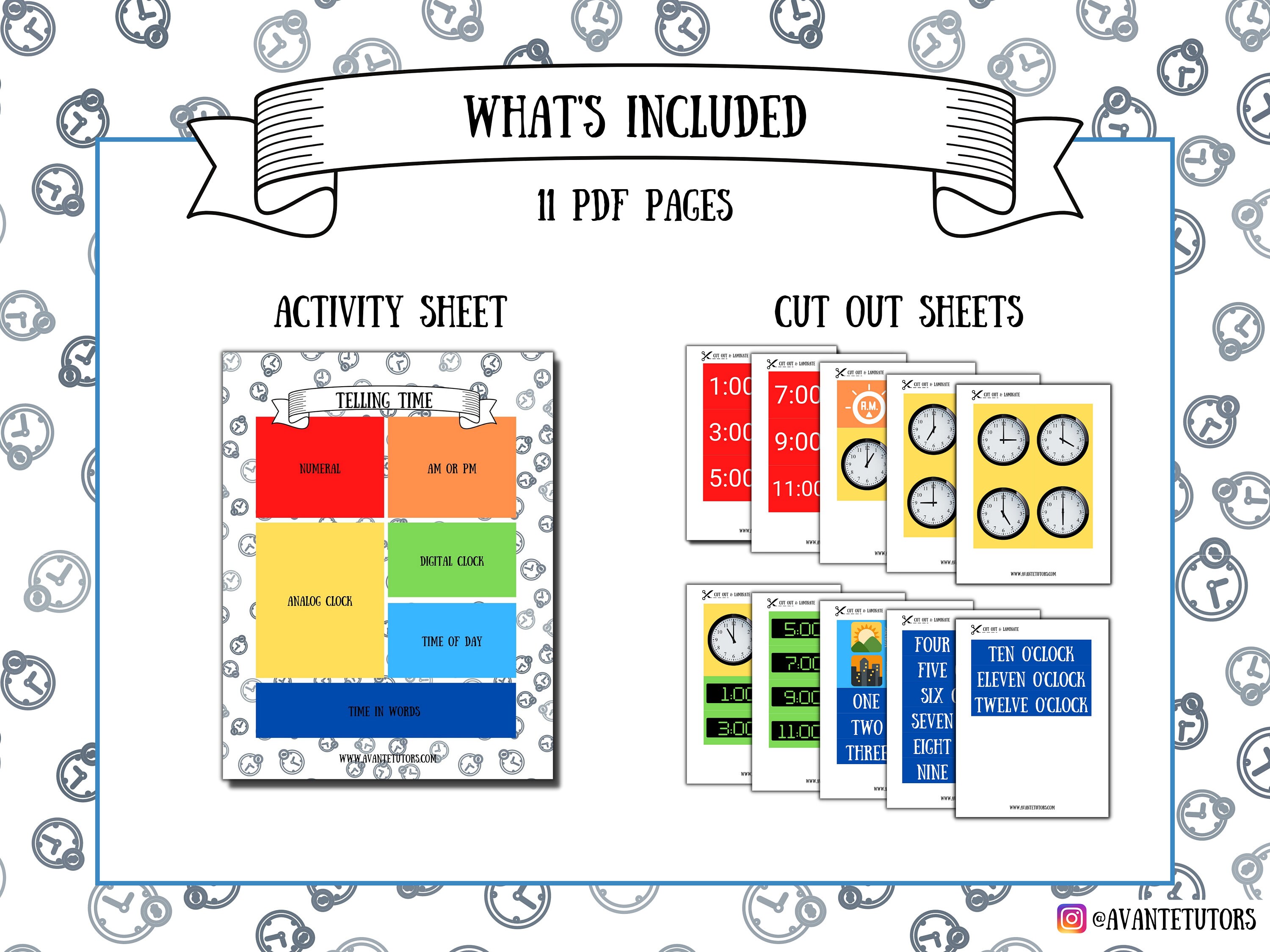 Telling Time Practice, Busy Binder Activity, Fine Motor Skills, Clock ...