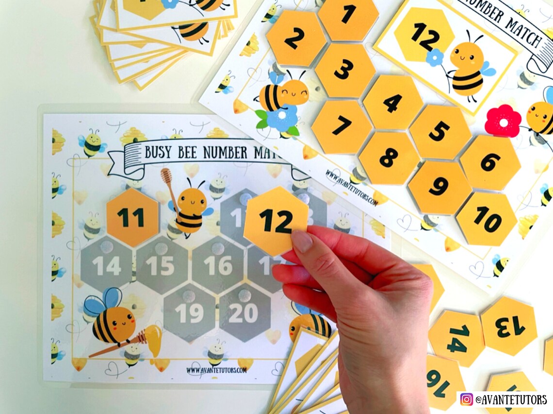 Counting Practice From 1 to 20 for Toddlers Busy Bee Number - Etsy