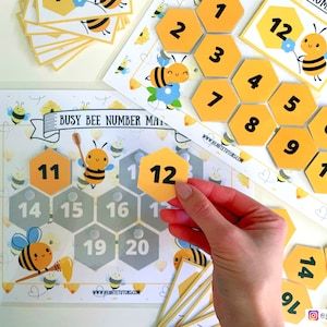Counting Practice From 1 to 20 for Toddlers, Busy Bee Number Match ...