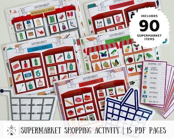 Shopping List Grocery Game, Pretend Play Educational Play, Busy Binder ...