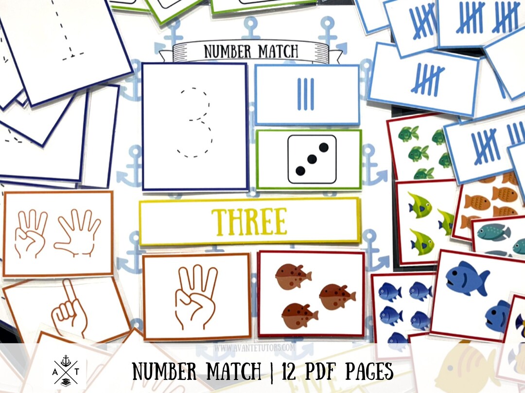 Number Matching Game, Quiet Book Page for Toddler Learning Binder ...