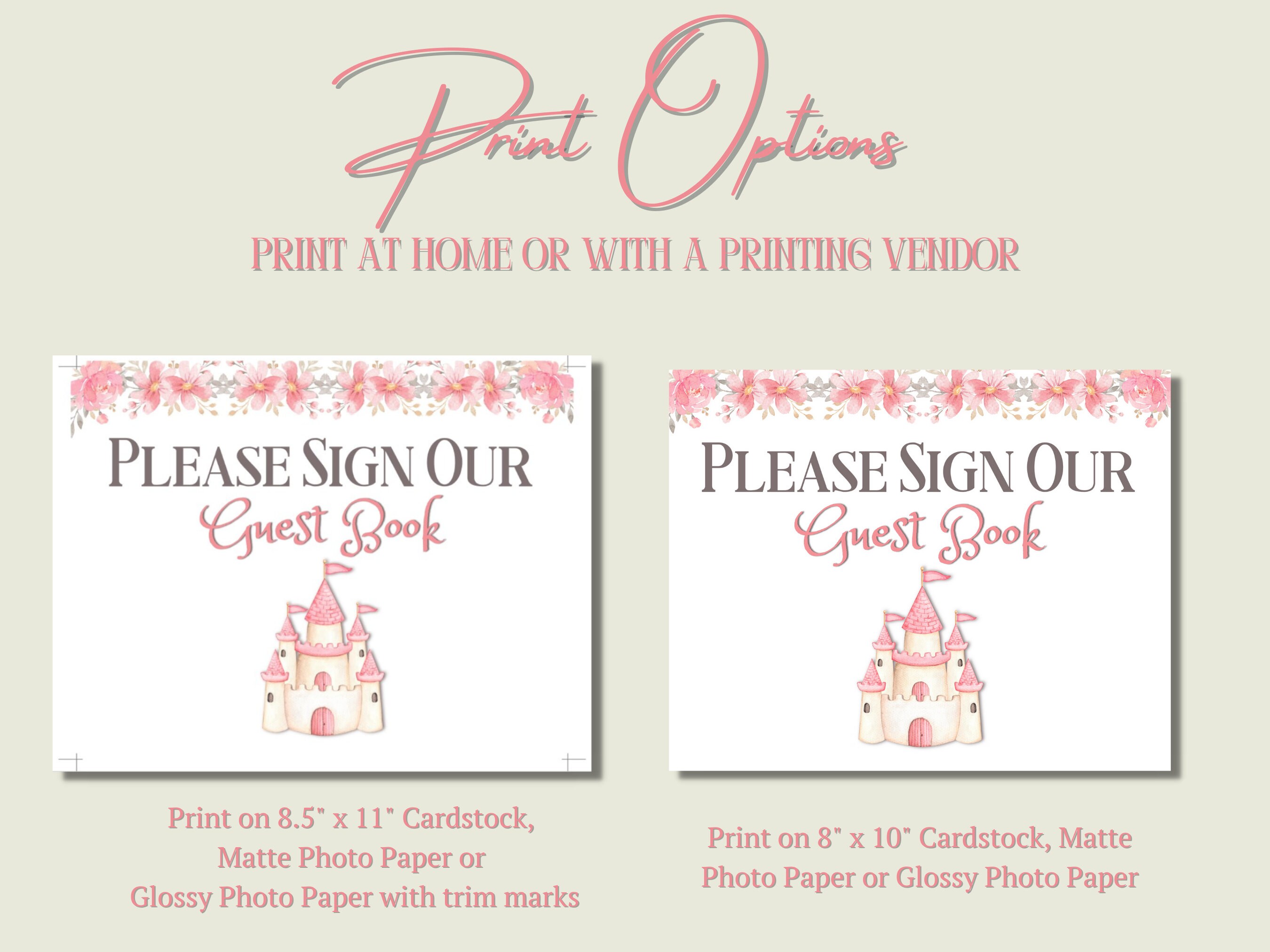 Princess Party Signs, Sign Guest Book Sign, Princess 1st Birthday ...